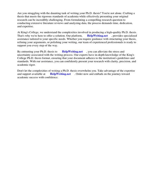 Kings College Phd Thesis Format Pdf Thesis