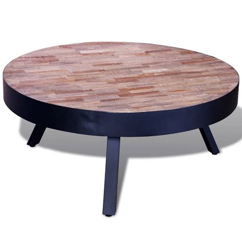 Mesa De Centro Redonda Madera De Teca Reciclada Leroy Merlin