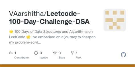 Github Vaarshithaleetcode 100 Day Challenge Dsa 🌟 100 Days Of Data