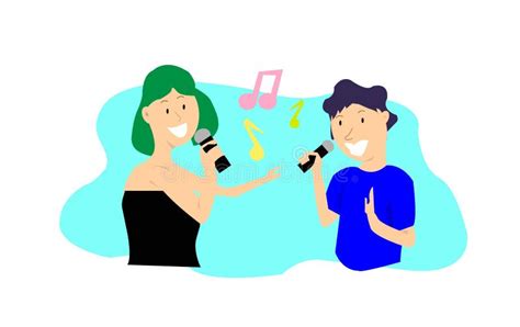 Female Friends Singing Karaoke Stock Vector Illustration Of Karaoke