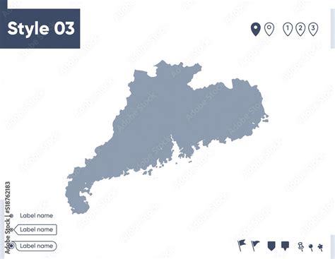 Guangdong China Map Isolated On White Background Outline Map Vector Map Shape Map Stock