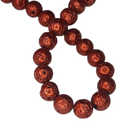 Metallic Red Lava Bead String Round 10mm 40cm Silver Hills Gems