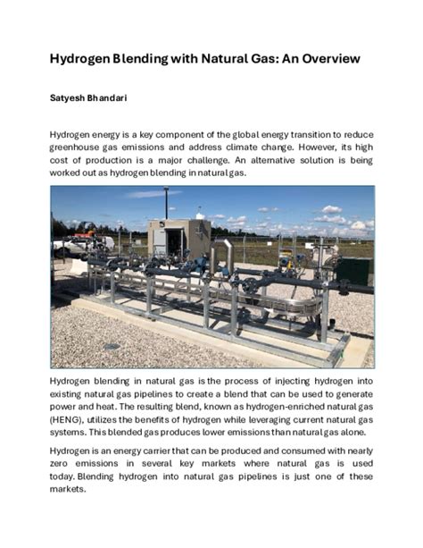 Pdf Hydrogen Blending With Natural Gas An Overview