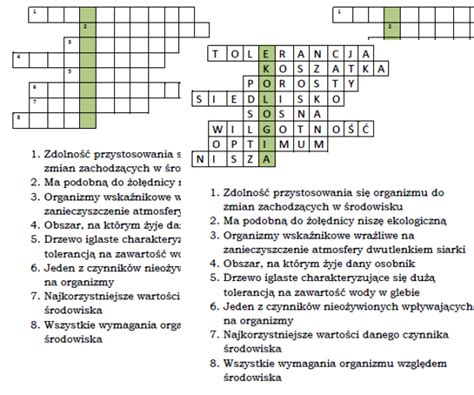 Logogryf na podsumowanie lekcji Organizm a środowisko Złoty nauczyciel