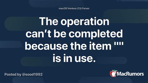 The Operation Cant Be Completed Because The Item Is In Use