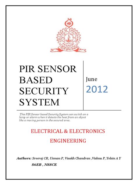 Pir Sensor Based Security System Pdf Infrared Amplifier