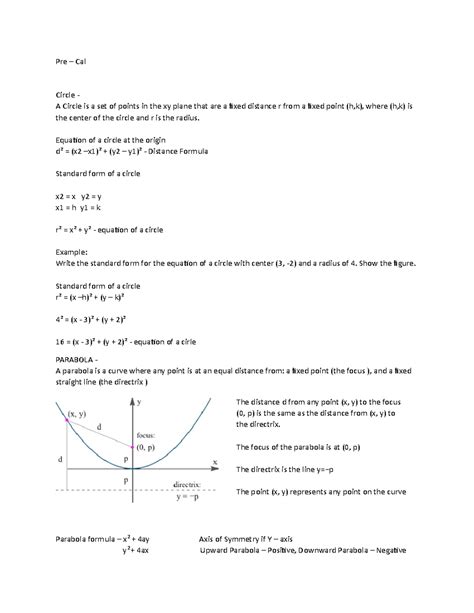 Justine Paul De Guzman Pre Cal Reviewer Pre Cal Circle A Circle Is A Set Of Points In The