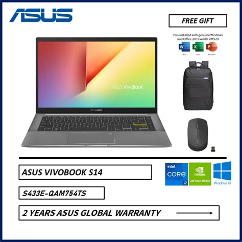 Asus Vivobook S14 S433e Qam754ts 14 Fhd Laptop Indie Black I7
