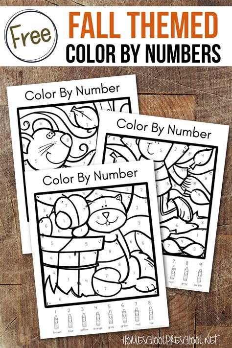 These Fall Color By Number Worksheets Are Perfect For Preschoolers