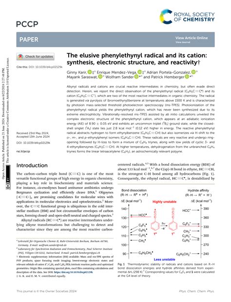 Pdf The Elusive Phenylethynyl Radical And Its Cation Synthesis