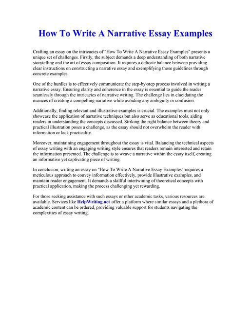 How To Write A Narrative Essay Examples By How To Write An Abstract For