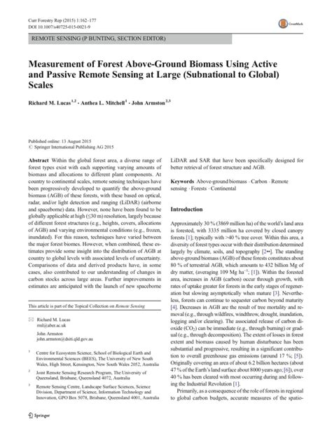 Measurement Of Forest Above Ground Biomass Using Active And Passive