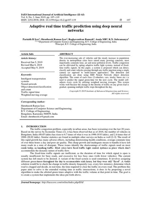 Adaptive Real Time Traffic Prediction Using Deep Neural Networks Pdf Traffic Deep Learning