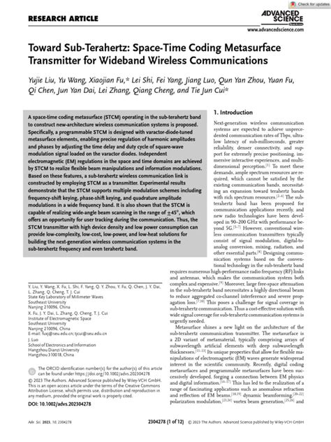 Liu Et Al 2023 Toward Sub Terahertz Pdf Modulation Transmitter