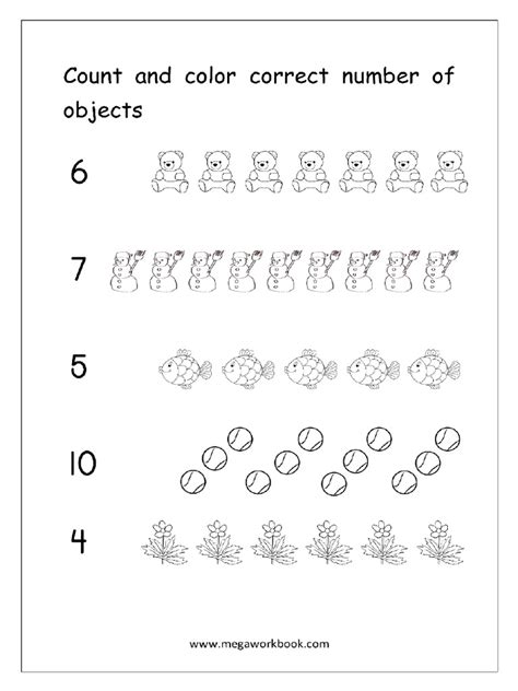Count And Color The Correct Number Of Objects 10 Pdf