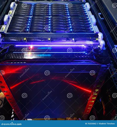 Bottom View On The Cluster Storage Of Supercomputer In A Data Center