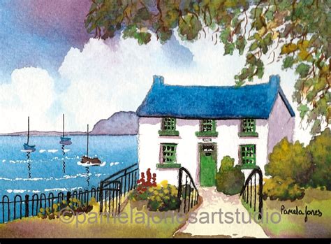 Dylan Thomas Boathouse Watercolour Print Laugharne Wales In 14x11