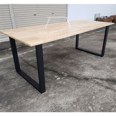 โต๊ะทำงานไม้จริงขาเหล็กสไตล์ Loft ขนาด90x200x75ซม ไม้หนา 20 มม เคลือบผิวอย่างดี กันน้ำ แข็งแรง