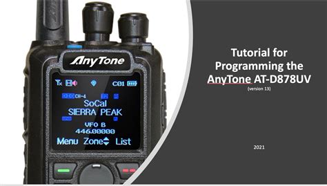 AnyTone 878 Codeplug Manual EDC Pistol Training