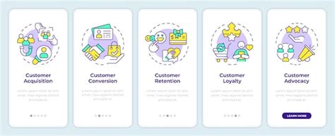 Premium Vector Customer Lifecycle Onboarding Mobile App Screen