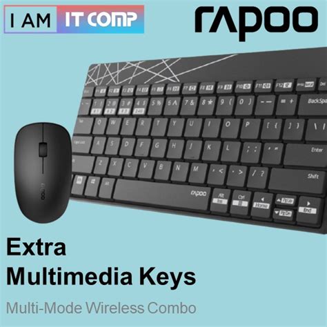 Rapoo 8000m Multi Mode Wireless Bluetooth Combo Mouse And Keyboard Spill Resistant Compact