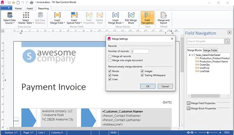 TX Words Reporting TX Text Control NET For WPF
