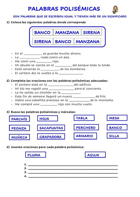 Ficha De Palabras Polisémicas Para 4 Primaria Palabras Polisemicas