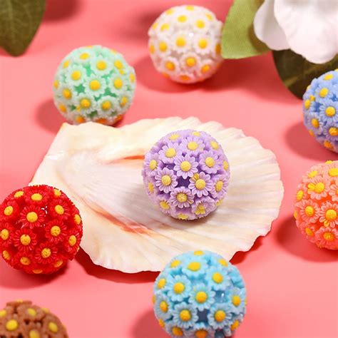 Acrylic Floral Beads 20mm Resin Flower Bubblegum Beads Flower Ball