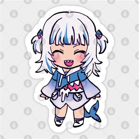 Chibi Happy Shark Girl Hatoba Tsugu Sticker TeePublic
