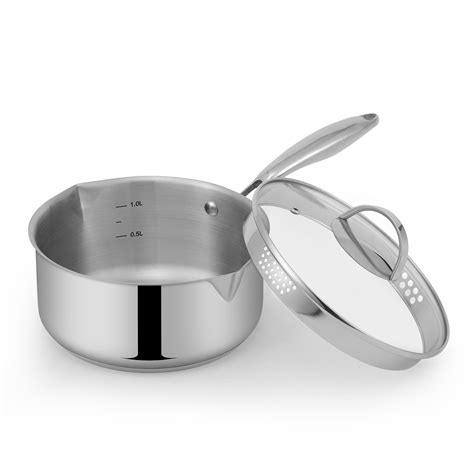 Fracoda 2 Quart Saucepan With Strainer Glass Lid Stainless Steel Sauce