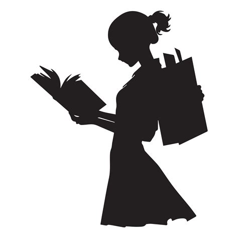 A Girl Reading Book Vector Silhouette Illustration 24790089 Vector Art