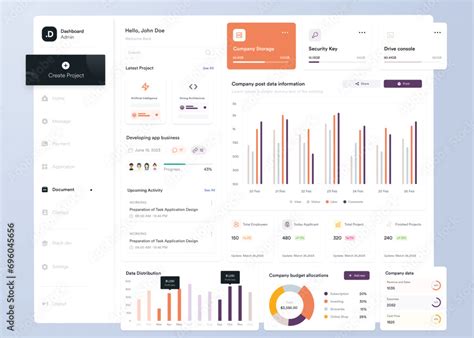 Ui Ux Infographic Dashboard Ui Design With Graphs Charts And Diagrams Web Interface Template