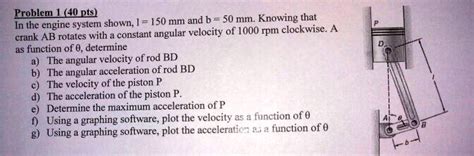 Solved Problem 1 40 Pts In The Engine System Shown L 150 Mm And B 50 Mm Knowing That