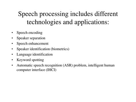 PPT Speech P Rocessing PowerPoint Presentation Free Download ID 3495504