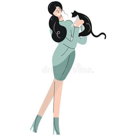 Woman Holding Cat Her Arms Stock Illustrations 90 Woman Holding Cat Her Arms Stock
