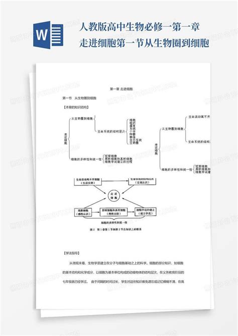 人教版高中生物必修一第一章走进细胞第一节从生物圈到细胞word模板下载编号lpnkvamx熊猫办公