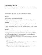 Properties Of Light Lab Report Pdf Properties Of Light Lab Report Instructions In The