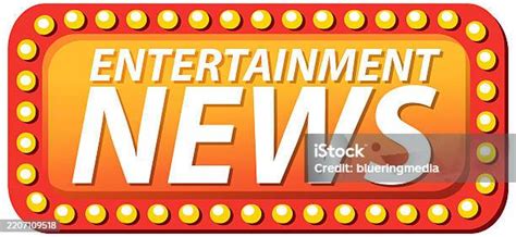 대담한 색상과 대형 천막 조명이 있는 엔터테인먼트 뉴스 표지판의 밝은 벡터 그림으로 미디어 프로모션에 적합합니다 0명에 대한