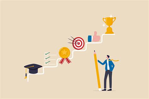 경력 계획 계획 및 성장 경력 기회 개발 단계 전문적인 성취 또는 비즈니스 성공 개념 계단에서 의 성공과 경력에 성공하기 위한