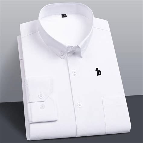 Hazzys 남성용 자수 셔츠 얇은 긴팔 셔츠 비즈니스 레저 상의 패션 대비 색상 새로운 디자인 여름 Aliexpress