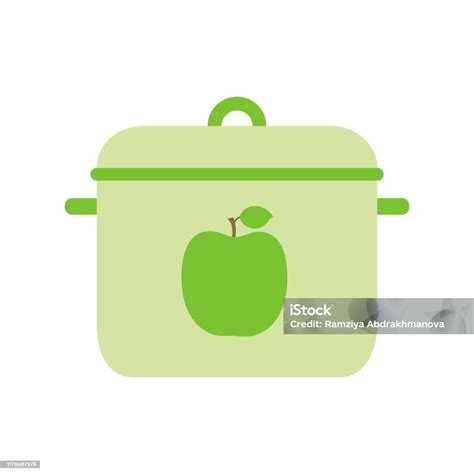 泛扁平風格的菜肴青蘋果金屬或塑膠樣品彩色插圖向量圖示向量圖形及更多一個物體圖片 一個物體 住宅廚房 住宅房間 Istock