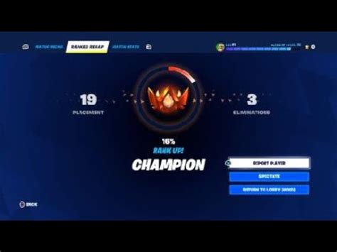 Hitting Champion Rank In Fortnite Youtube
