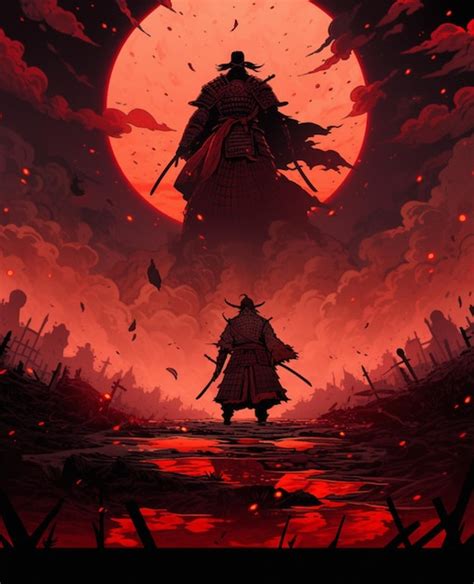 Premium Ai Image Illustration Of A Samurai Standing In Front Of A