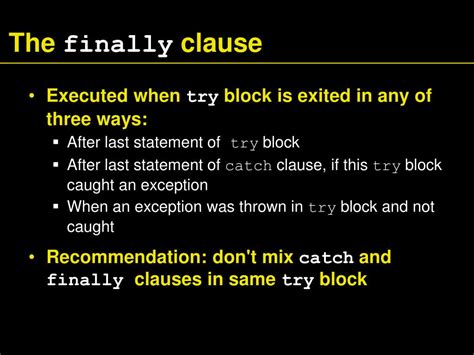 Ppt Chapter Exception Handling Powerpoint Presentation Free