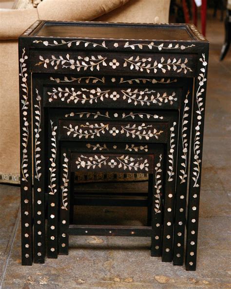 Nesting Tables With Mother Of Pearl Inlay At 1stdibs Mother Of Pearl Nesting Tables Mother Of