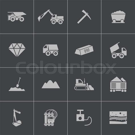 Vector Black Mining Icons Set Stock Vector Colourbox