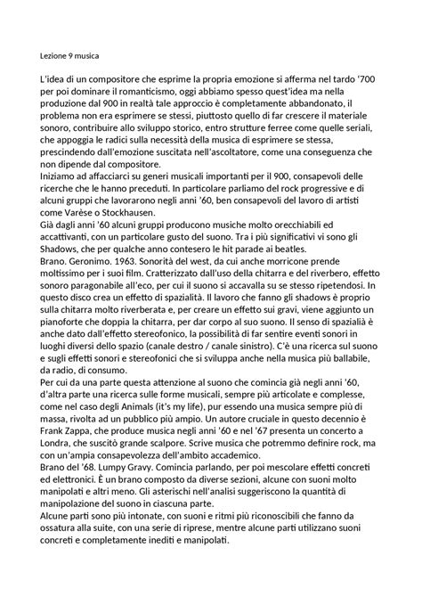 Appunti Lezione Nona Musica Docsity