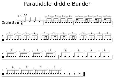 paradiddle diddle builder sheet music for drum set