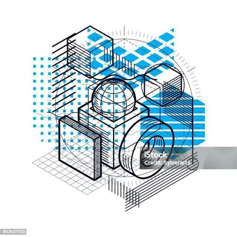 추상적인 아이소메트릭 라인 배경 벡터 일러스트 레이 션 큐브 육각형 사각형 사각형 및 다른 추상 요소 만든 템플릿 0명에 대한 스톡 벡터 아트 및 기타 이미지 Istock