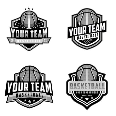 농구 클럽 로고 농구 클럽 블럼 디자인 템플릿 어두운 배경 프리미엄 벡터